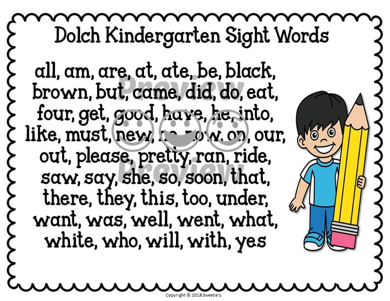 Sight Words Practice Worksheets Kindergarten Sight Words Etsy