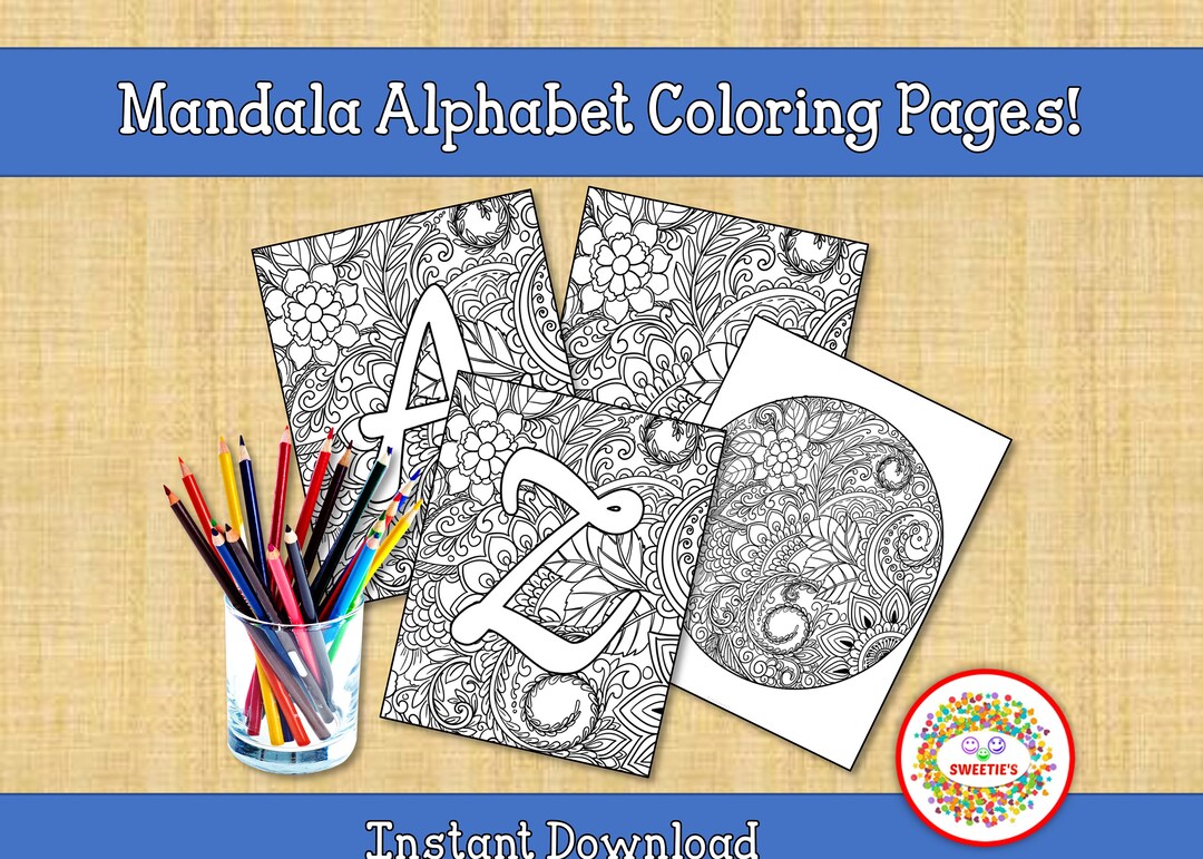 Mandala Alphabet Coloring Pages: A-Z Adult Coloring Book (printable) - Etsy