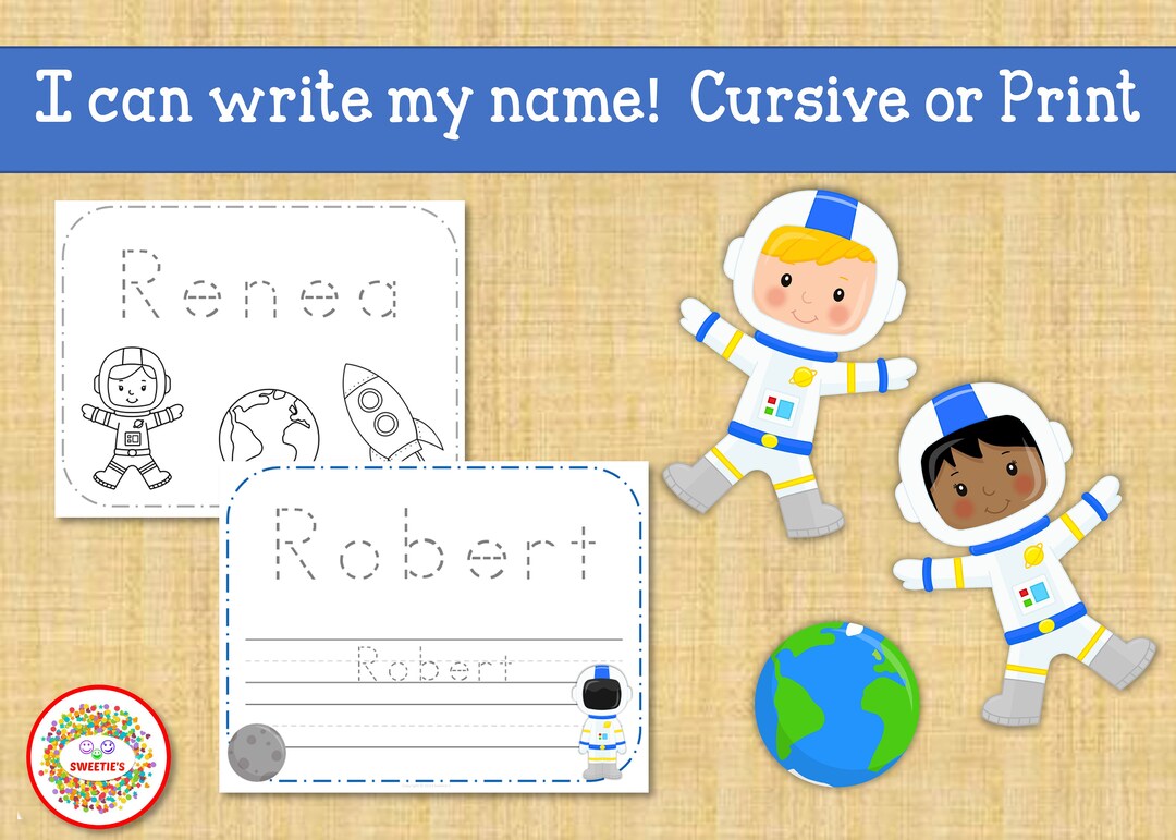 Space Custom Name Tracing Worksheet: Handwriting Practice (digital ...