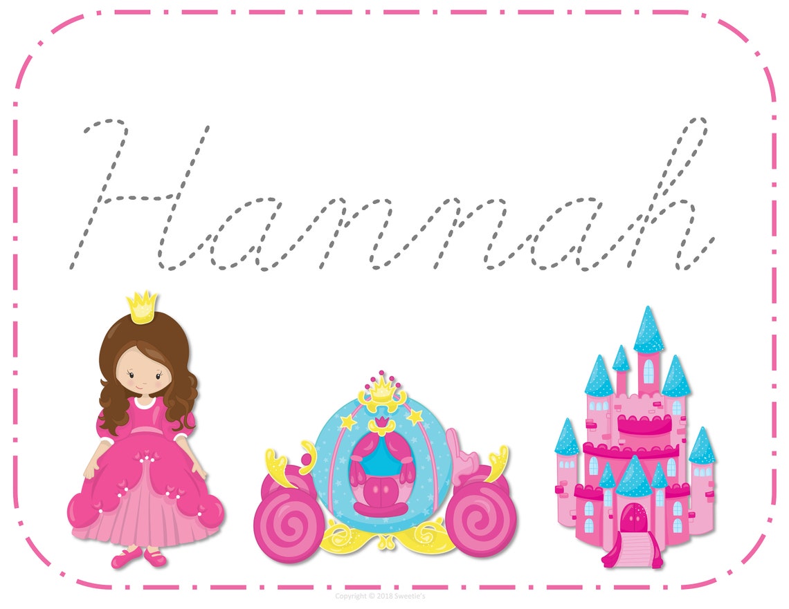 Custom Name Tracing Practice. Princess Custom Name Worksheet - Etsy