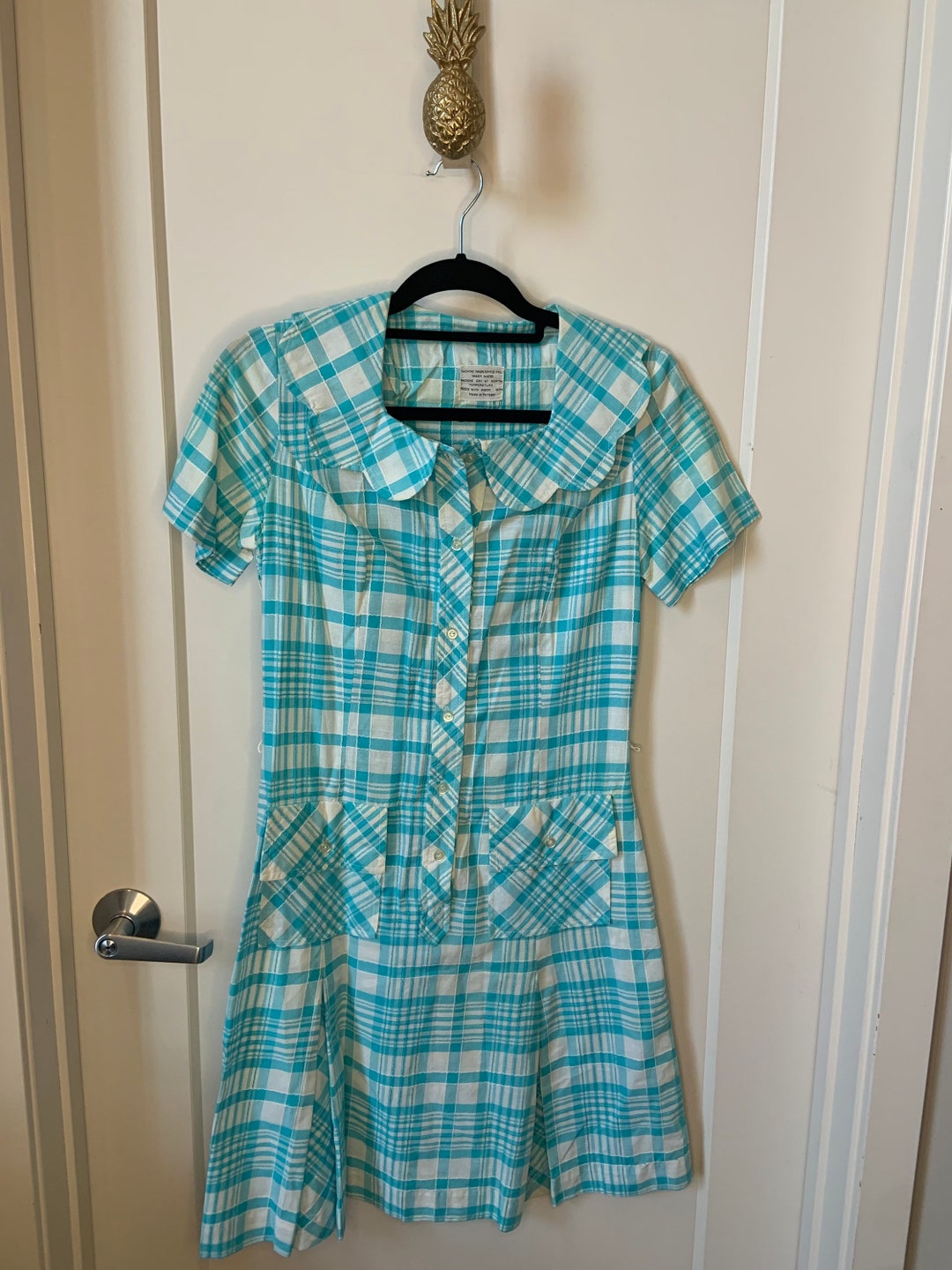Vintage 1950s 1960s Blue and White Plaid House Dress Size Xs/small - Etsy