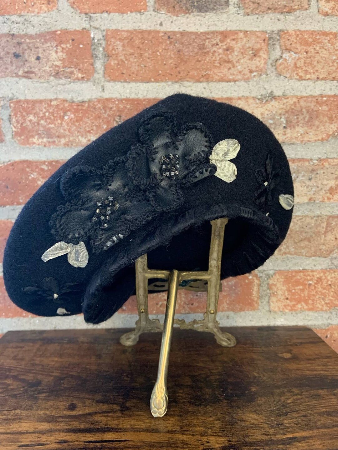 Louise Green Designer Vintage Floral Beret Brown - Etsy