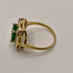Beautiful Vintage 14k Yellow Gold Natural Emerald and Halo Diamonds ...