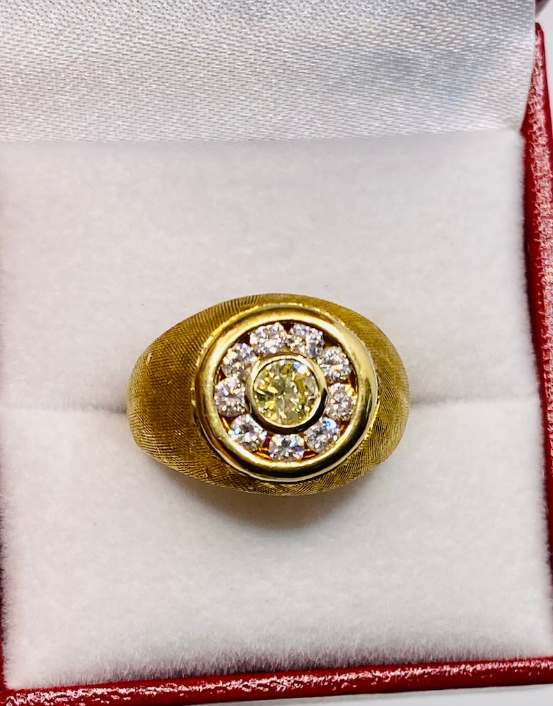 Gorgeous Vintage 18k Yellow Gold Natural Diamonds Mens Ring - Etsy