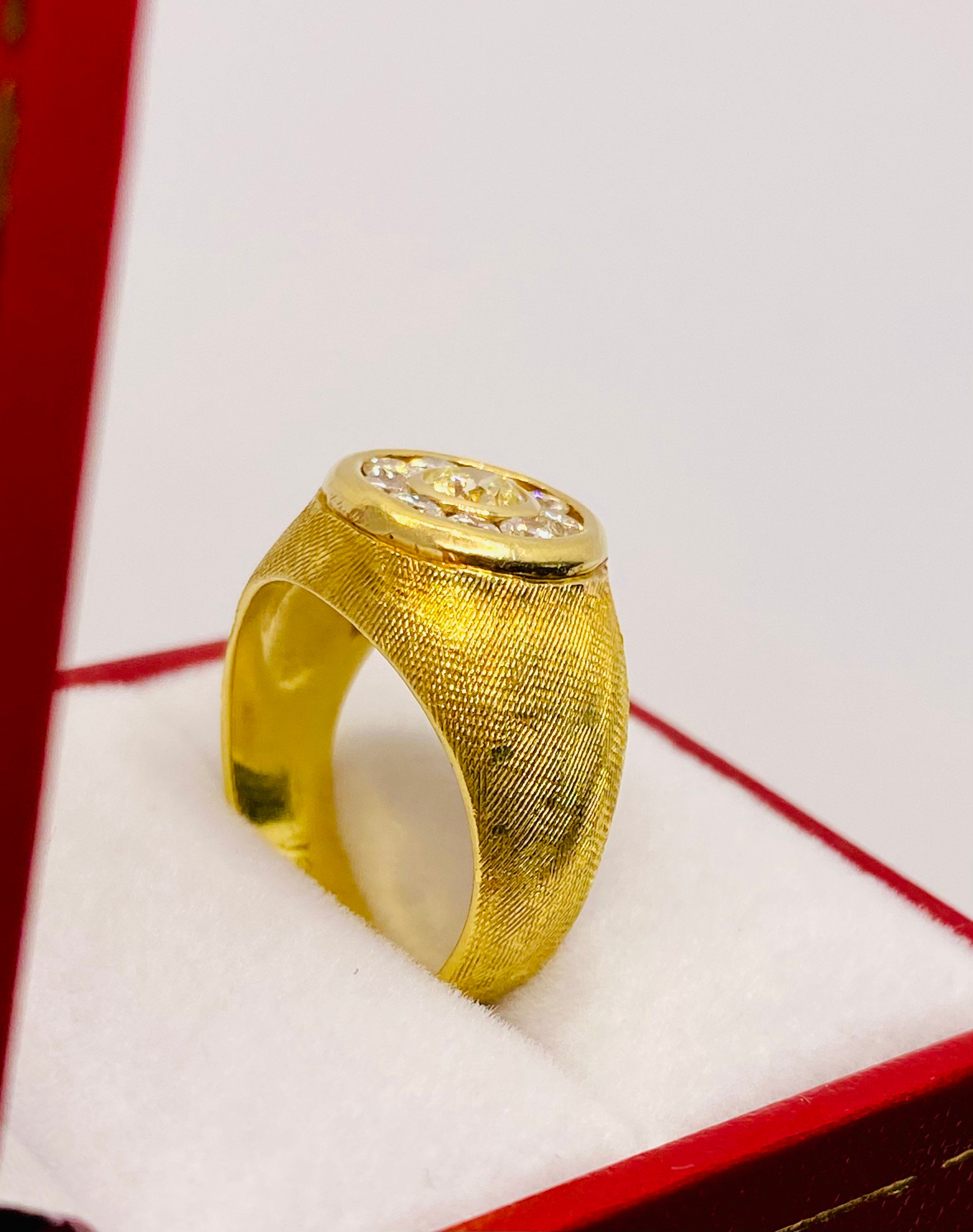 Gorgeous Vintage 18k Yellow Gold Natural Diamonds Mens Ring | Etsy