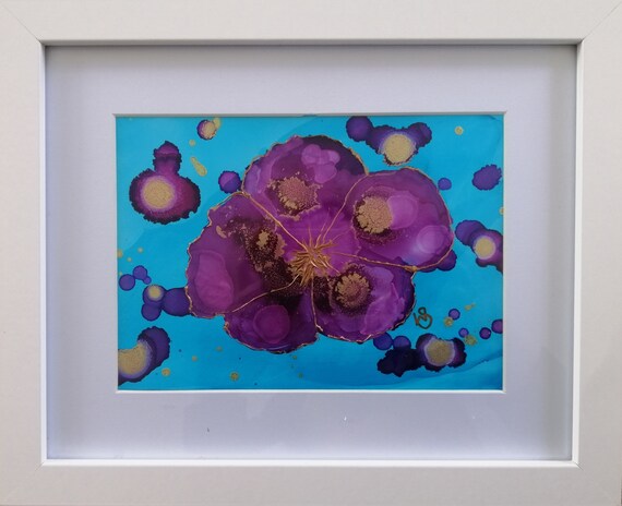 Pink Sakura XI Alcohol Ink on 5x7 inch Yupo paper FREE | Etsy