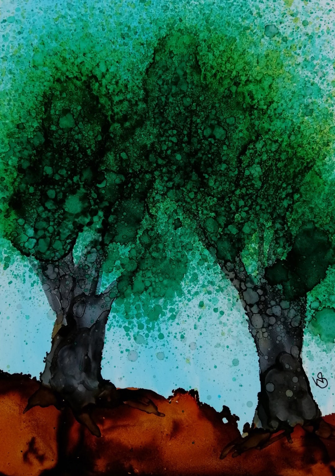 Australian Gum Trees III, Alcohol Ink on A4 Yupo Paper, FREE SHIPPING ...