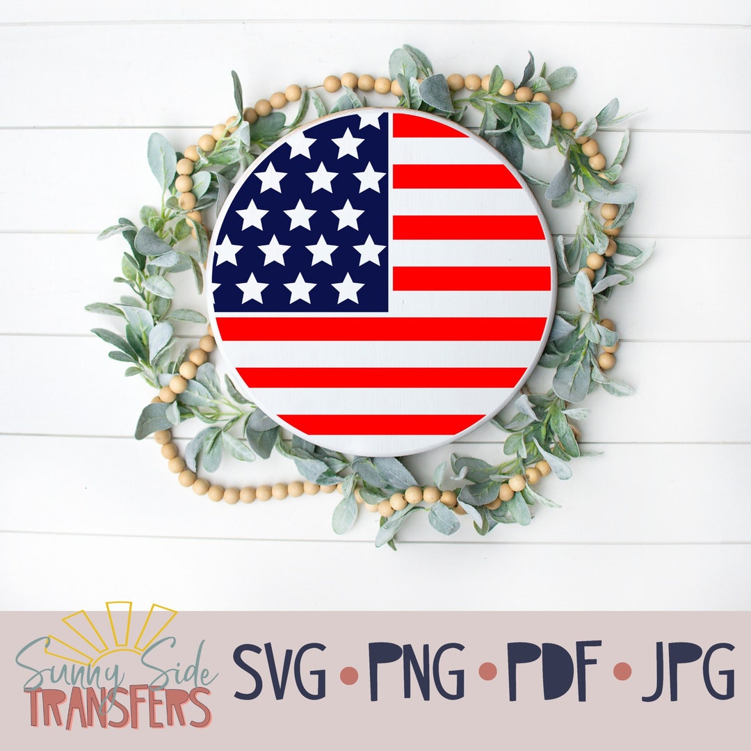 Round American Flag SVG File, Usa Flag Svg US Flag Svg Patriotic Cut ...