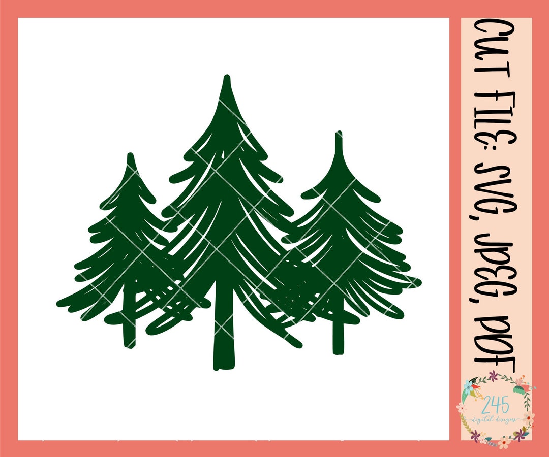 Cute Christmas Tree SVG Files, Christmas Svg Pine Trees SVG Handdrawn ...