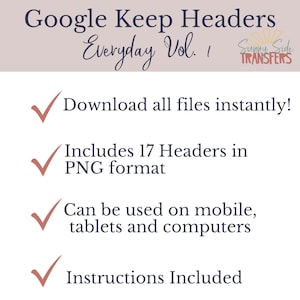 Everyday Google Keep Header Digital File | Cute Google Keep Template ...