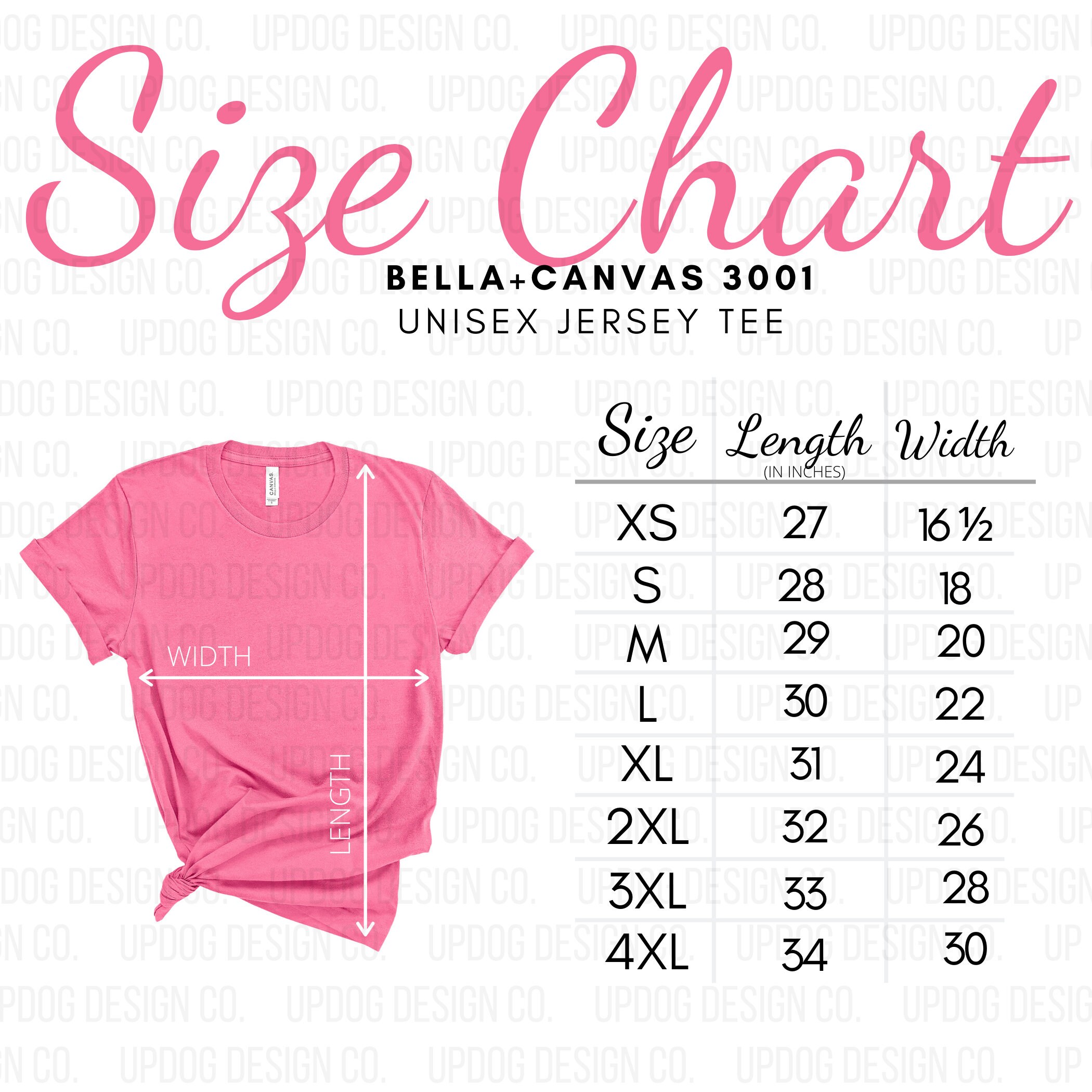 Bella And Canvas 3001 Size Chart