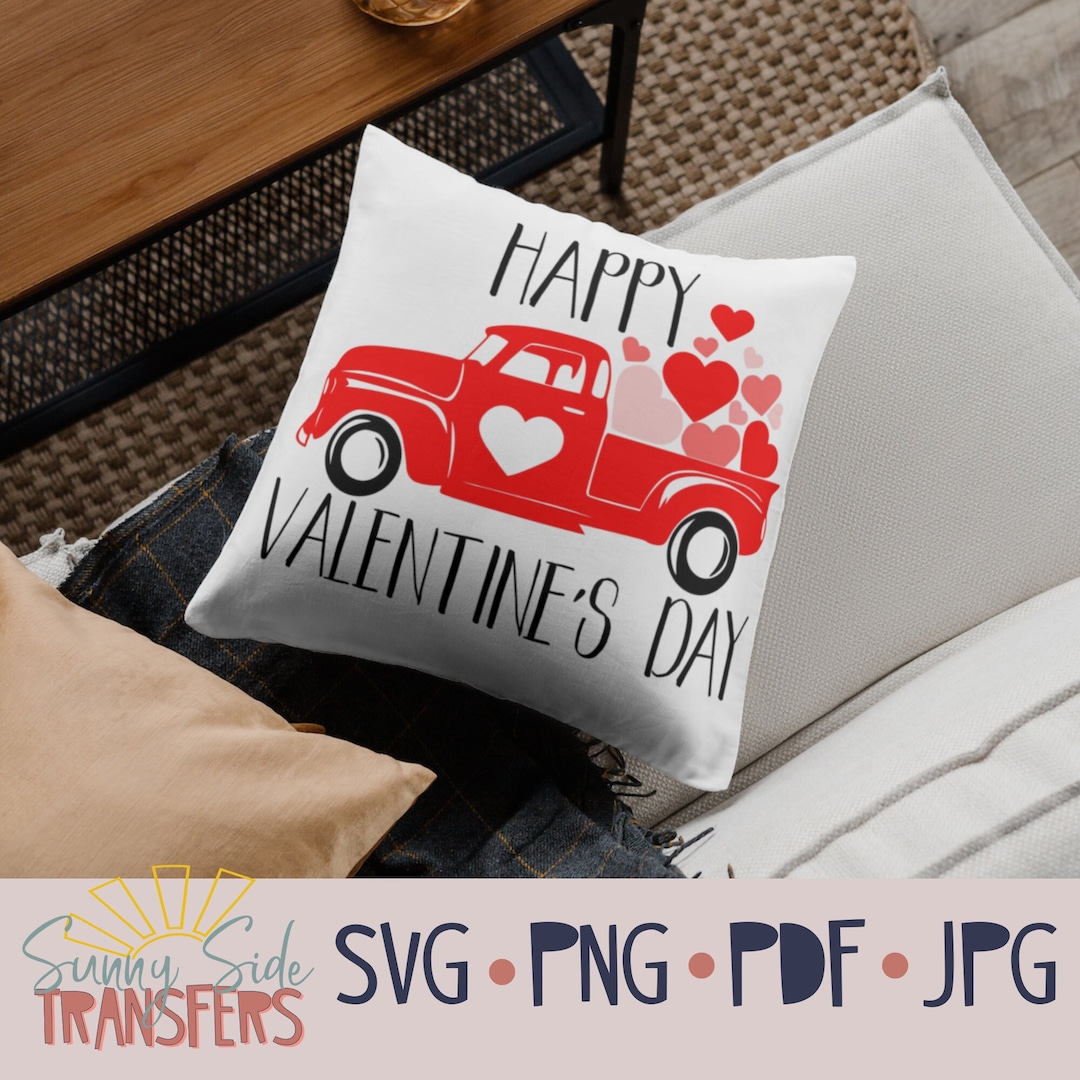 Red Truck Valentine SVG, Vintage Truck Valentine Cut File Happy ...