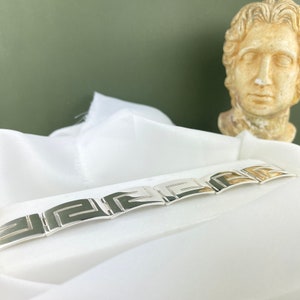 Sterling Silver Greek Key Meander Link Bracelet, Ancient Greek, Meander ...