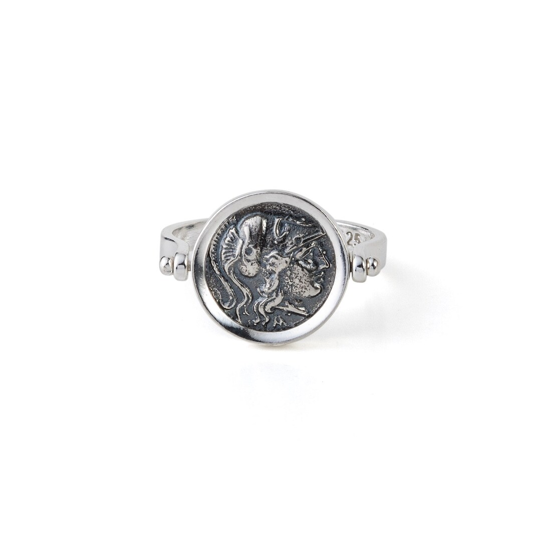 Athena Coin Ring, Flip Coin Ring, Greek Goddess, Handmade Silver Ring ...