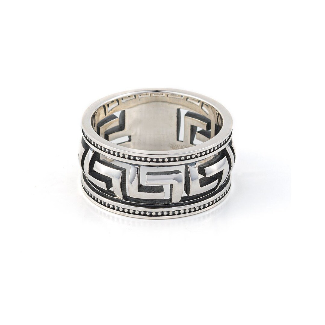 Byzantine Meander Ring – Sterling Silver Vintage Style Statement Ring ...