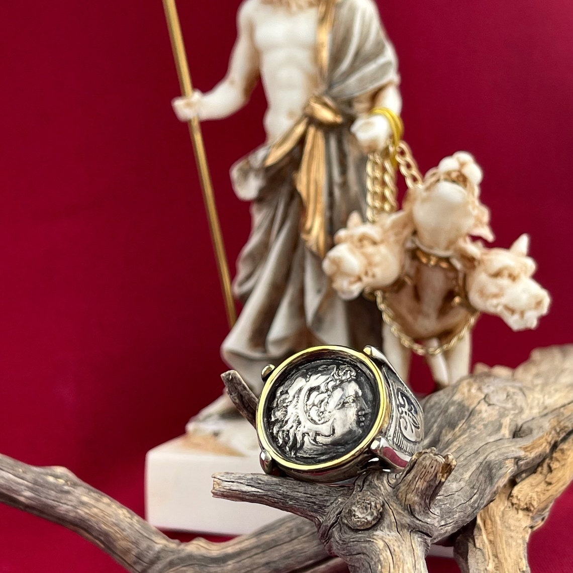 Heracles Knot Ring 14K Gold – Hercules Ring, Greek Coin Gold Ring ...