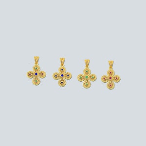 Byzantine Filigree Cross With Rubies Emeralds and Sapphires in 18K Gold ...