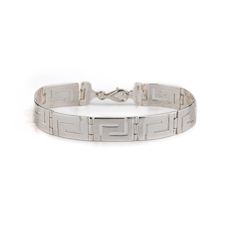 Sterling Silver Greek Key Meander Link Bracelet, Ancient Greek, Meander ...