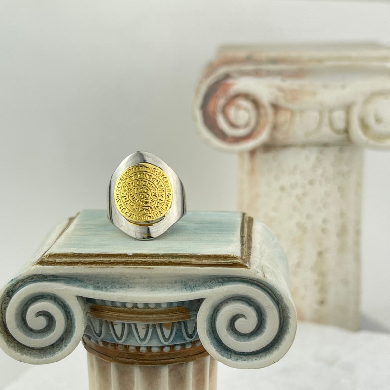 Phaistos Silver Golden Ring Phaistos Disc Ring, Phaistos Ring Greek ...