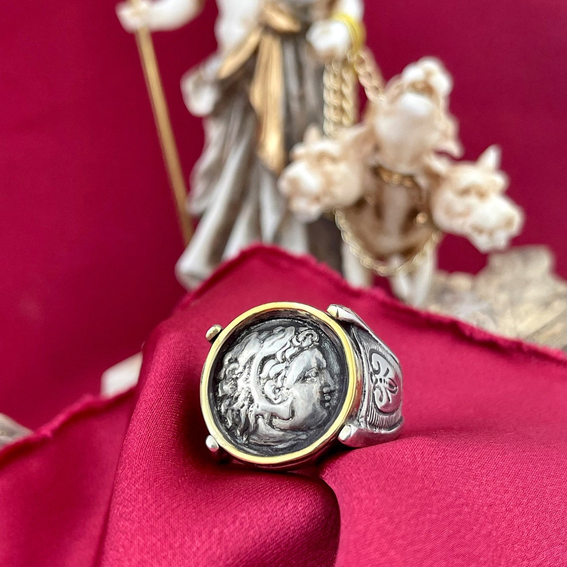 Heracles Knot Ring 14K Gold – Hercules Ring, Greek Coin Gold Ring ...