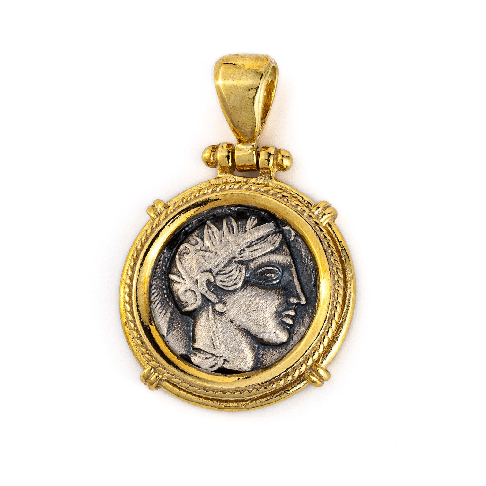 Athena Goddess Coin Sterling Silver Gold Pendant Ancient - Etsy