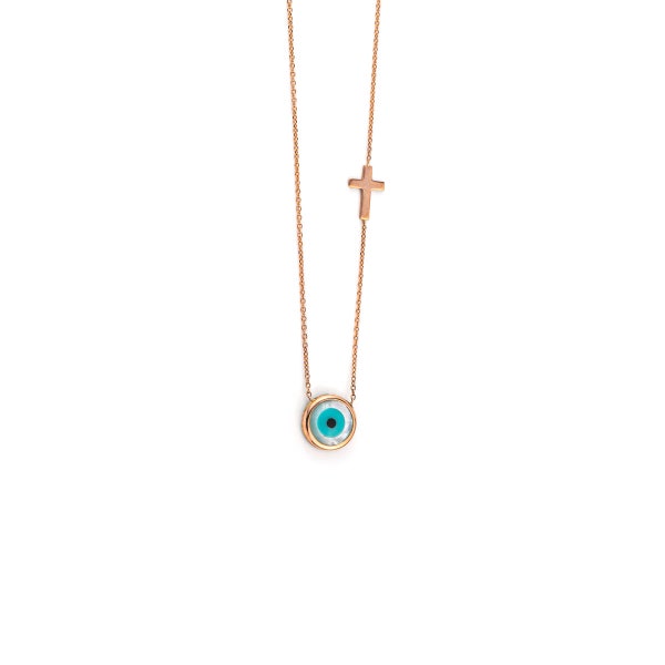 Evil Eye With Greek Cross Necklace - Etsy