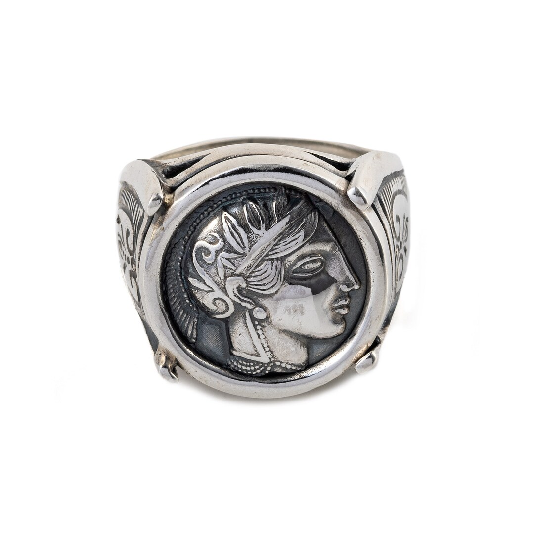 Goddess Athena Coin Ring in Sterling Silver Ancient Greek Coin Ring ...