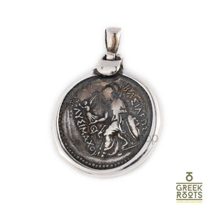 Alexander the Great Coin Silver Pendant, Alexander Pendant, Antique ...