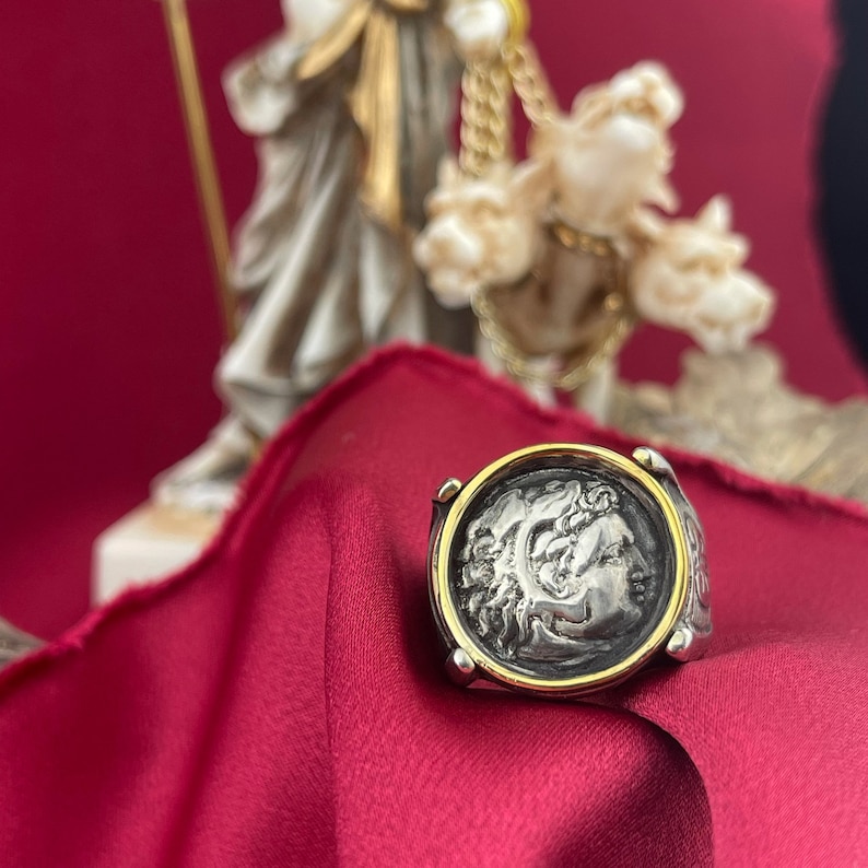 Heracles Knot Ring 14K Gold – Hercules Ring, Greek Coin Gold Ring ...