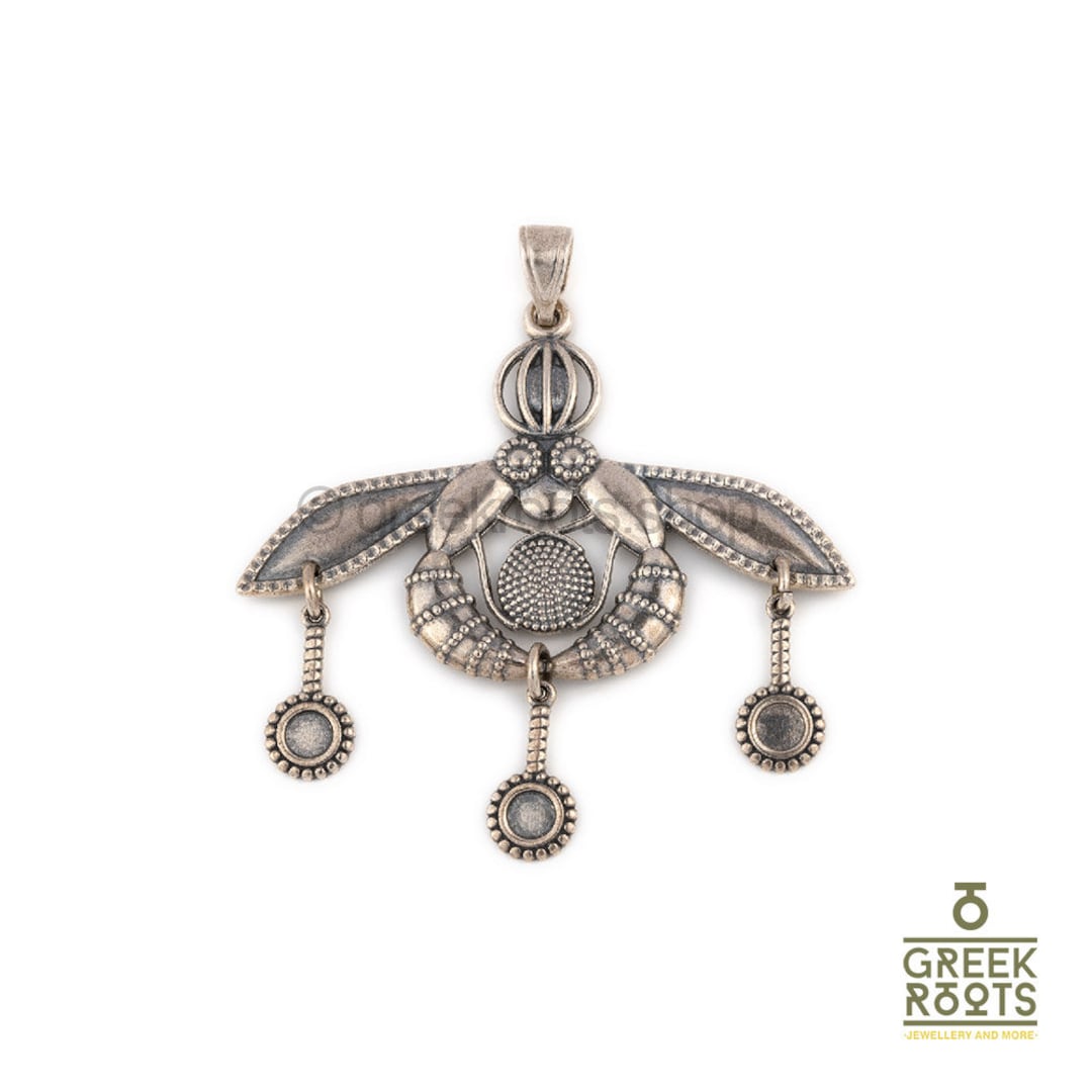 Minoan Bee Silver Pendant, Greek Jewelry, Ancient Greek Bee Pendant ...