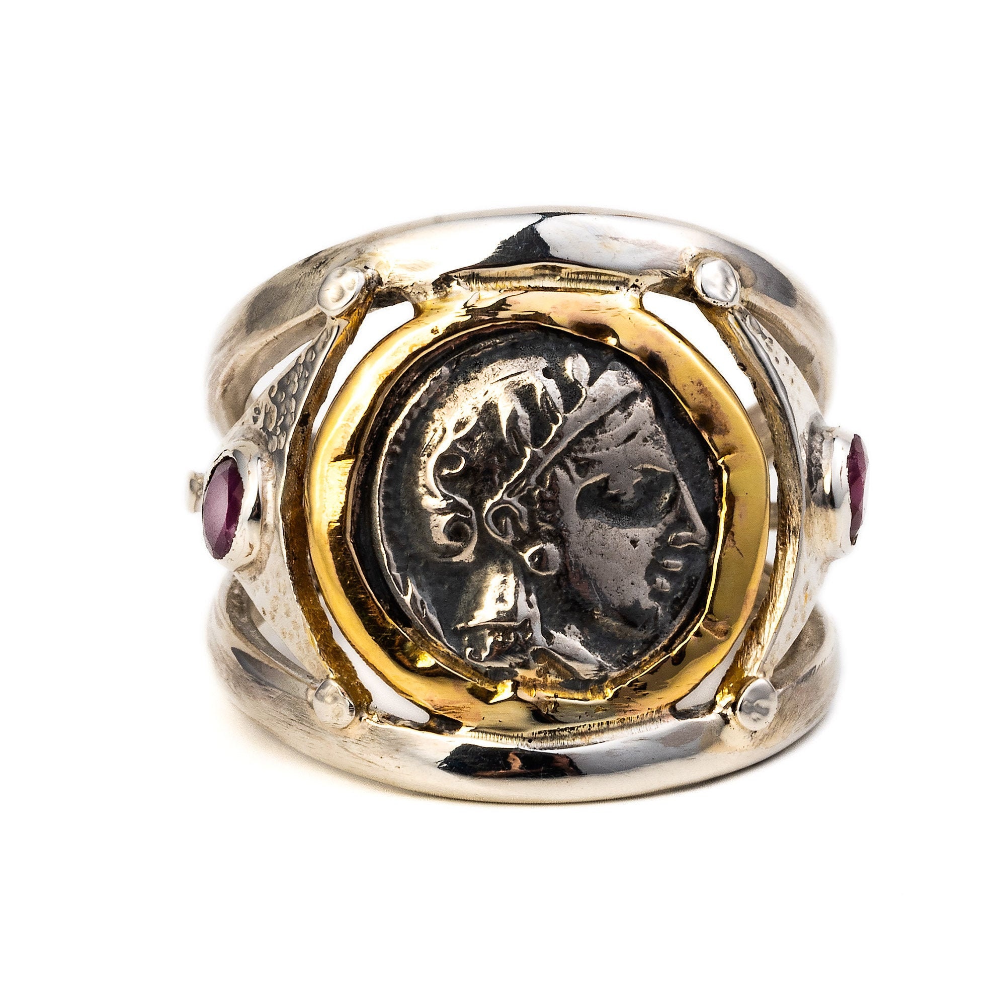 Greek Goddess Athena Coin 14K Gold Ring, Museum Jewelry, Athena Ring ...