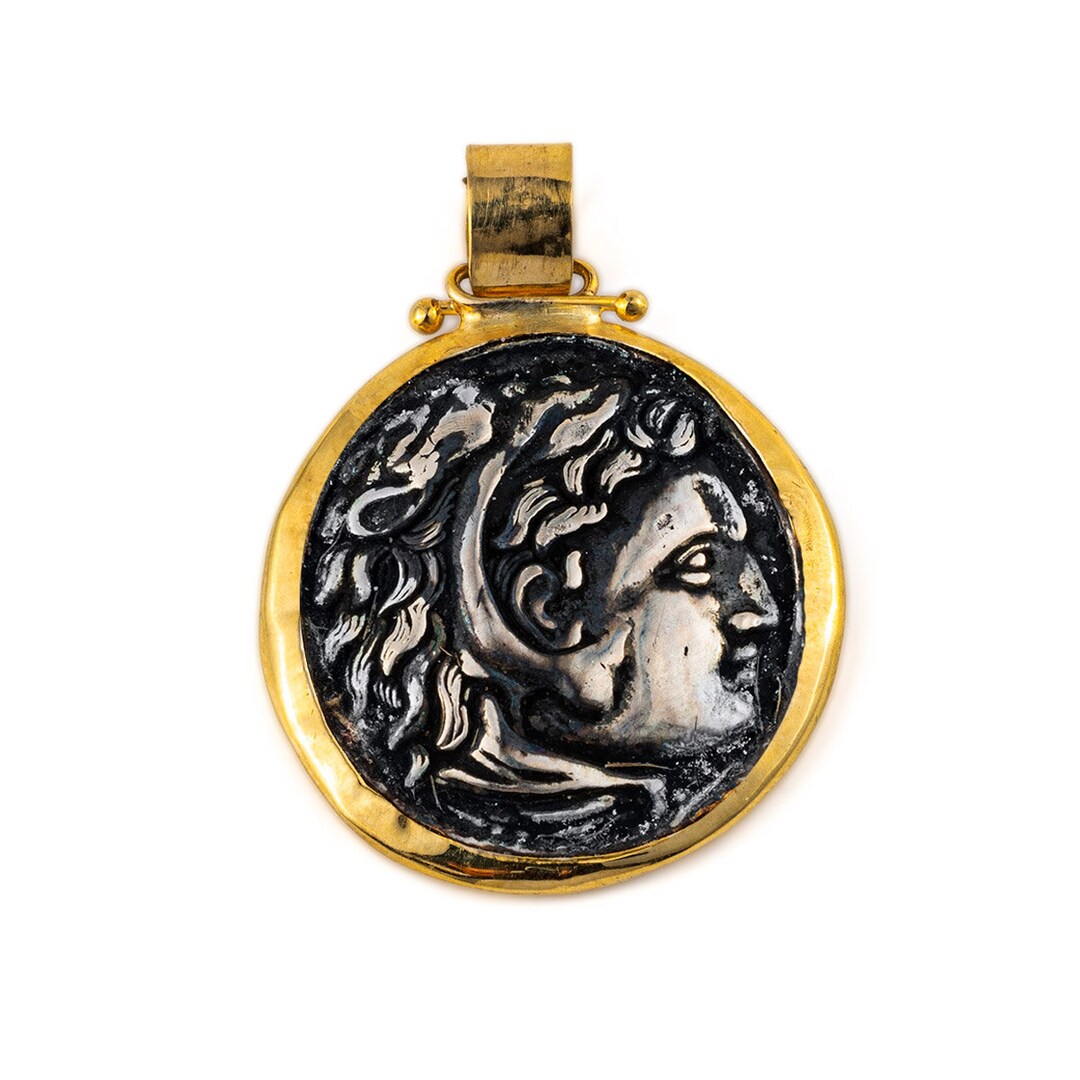 Hercules Coin Pendant – 14K Gold and Sterling Silver Greek Jewelry ...