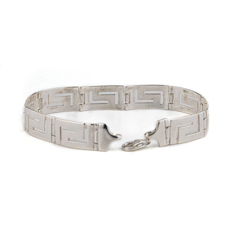 Sterling Silver Greek Key Meander Link Bracelet, Ancient Greek, Meander ...