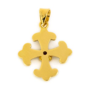 Gold Enamel Cross With Ruby, Byzantine Cross, 18K Gold Cross, Greek ...