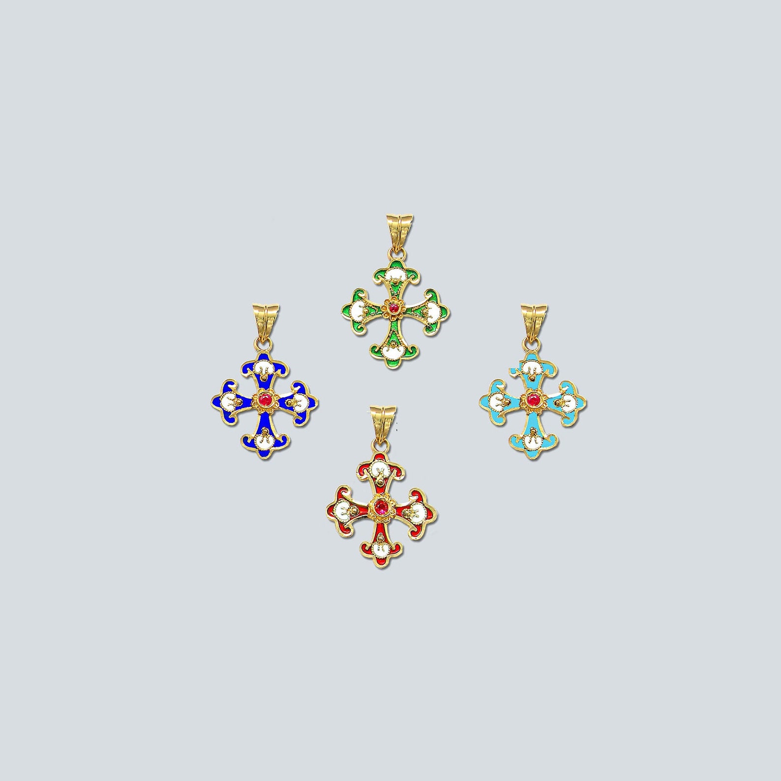 Gold Cross With Ruby Byzantine Cross 18K Gold Cross Ruby - Etsy