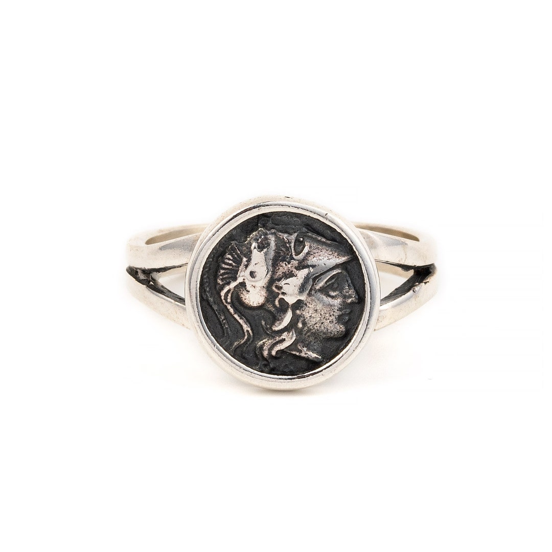 Greek Goddess Athena Coin Ring, Handmade Silver Ring, Athena Ring ...