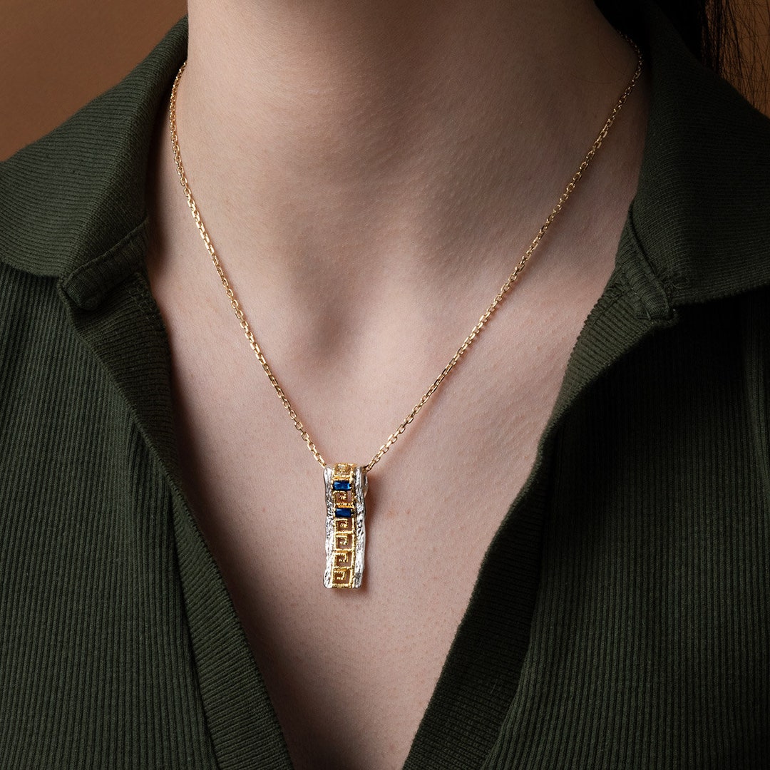 Meander Greek Key Necklace, Greek Art Necklace, Ancient Greek Pendant ...