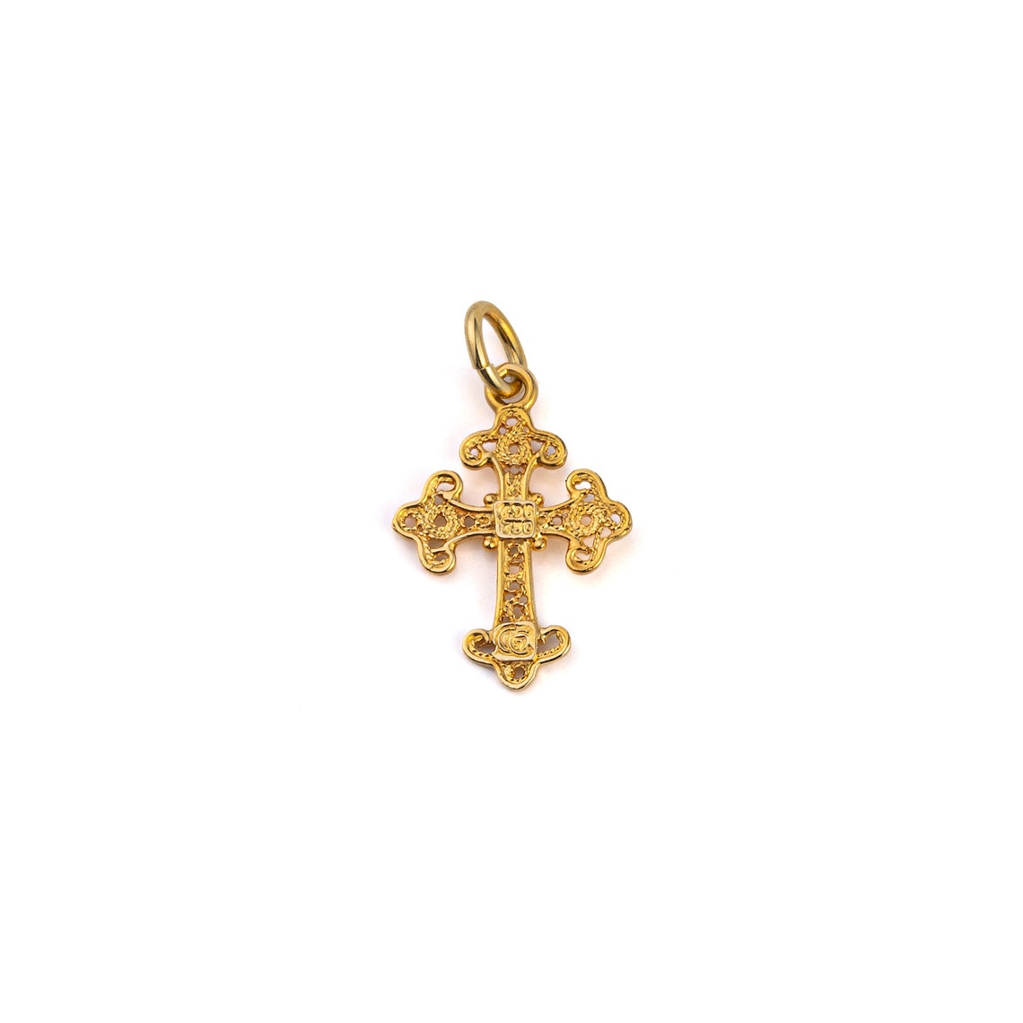 Byzantine Cross Pendant With Turquoise Enamel, 18K Solid Gold Cross ...