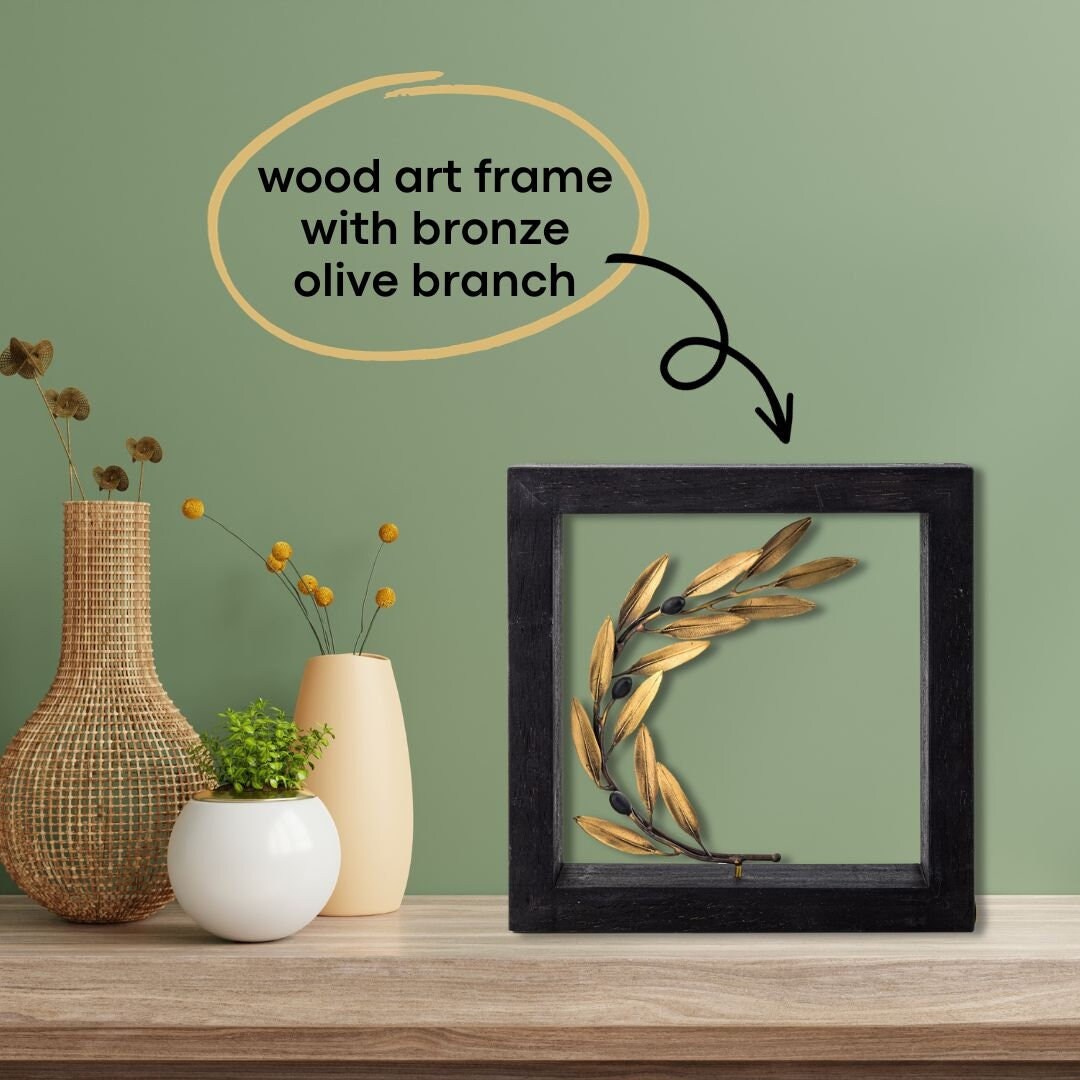 Olive Branch Wood Art Frame Home Decor, Bronze Wooden Art, Wearth Wall ...