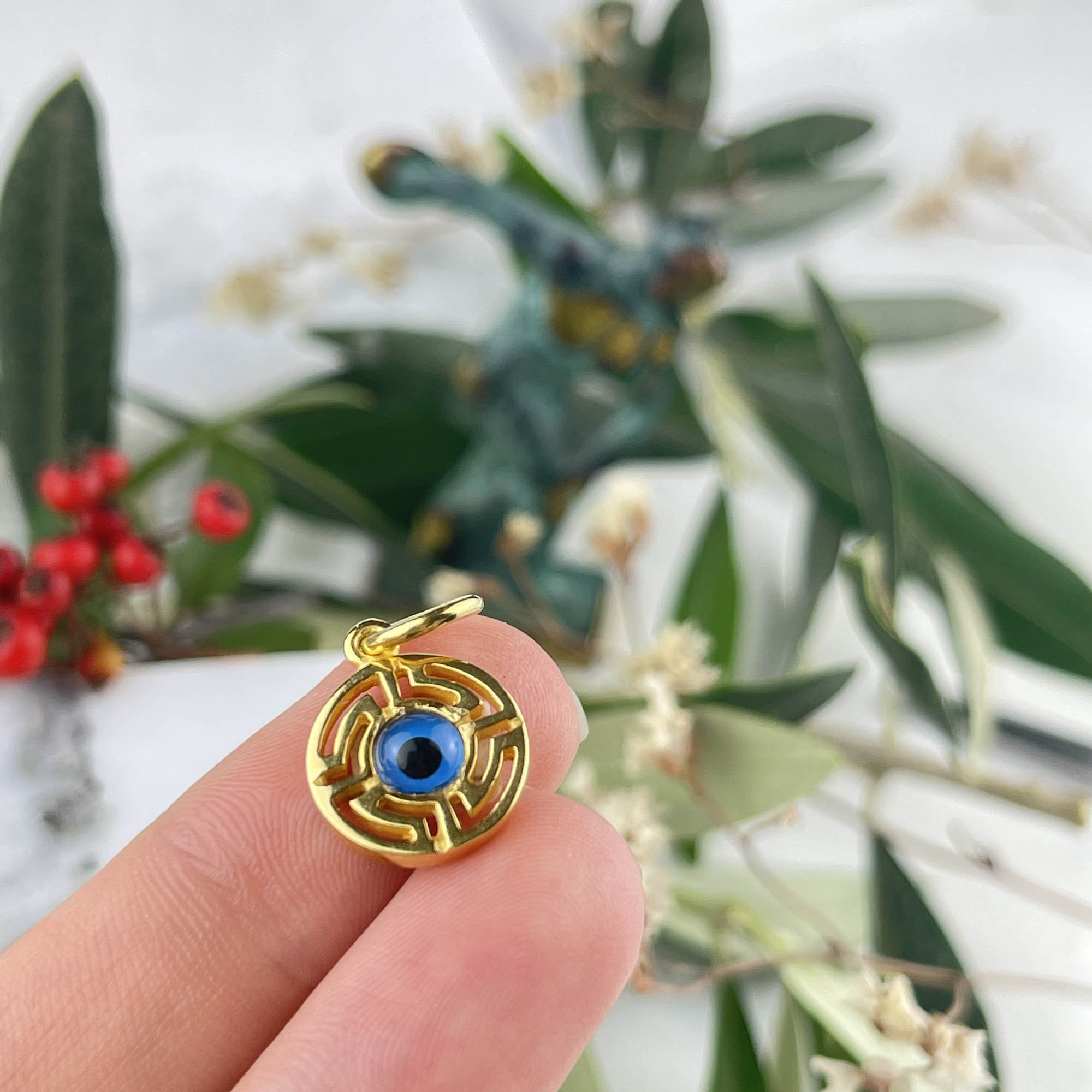 Sterling Silver Evil Eye Greek Pendant Greek Protection | Etsy