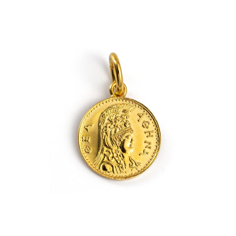 Athena Pendant in 14k Solid Gold, Gold Dainty Delicate Pendant, Ancient ...