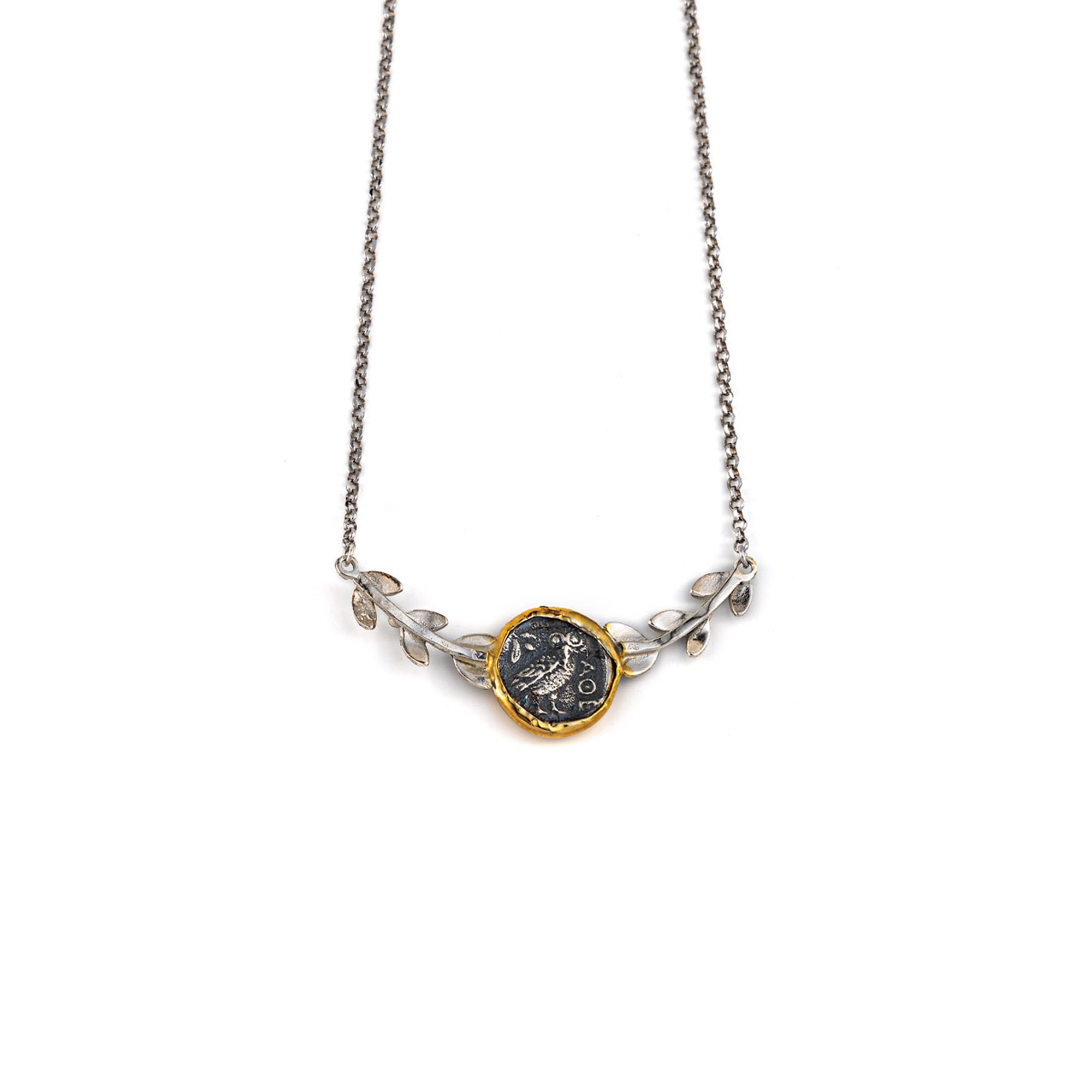 Athena Necklace in 14k Solid Gold, Handmade Ancient Greek Coin Necklace ...
