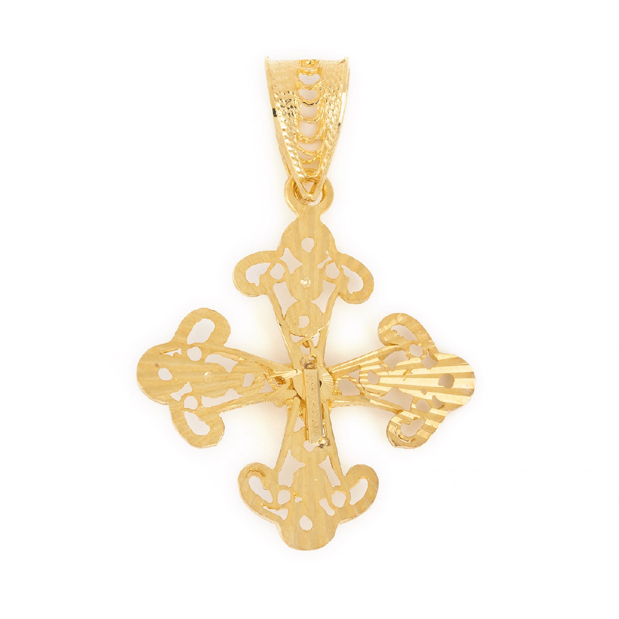 Byzantine 14K Gold Cross Pendant, Solid Gold Cross, Square Filigree ...