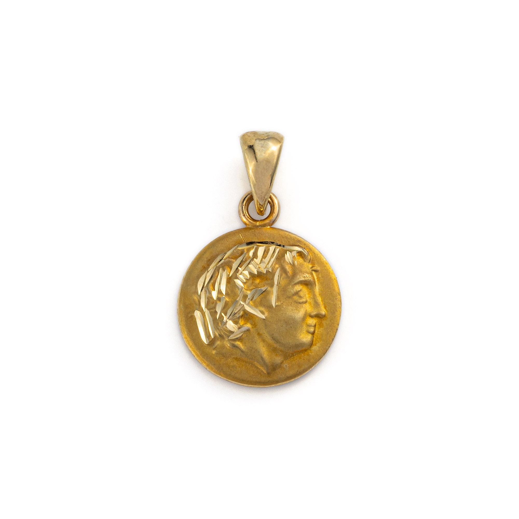 Alexander the Great Gold Pendant, 14K Yellow Solid Gold Handmade Greek ...