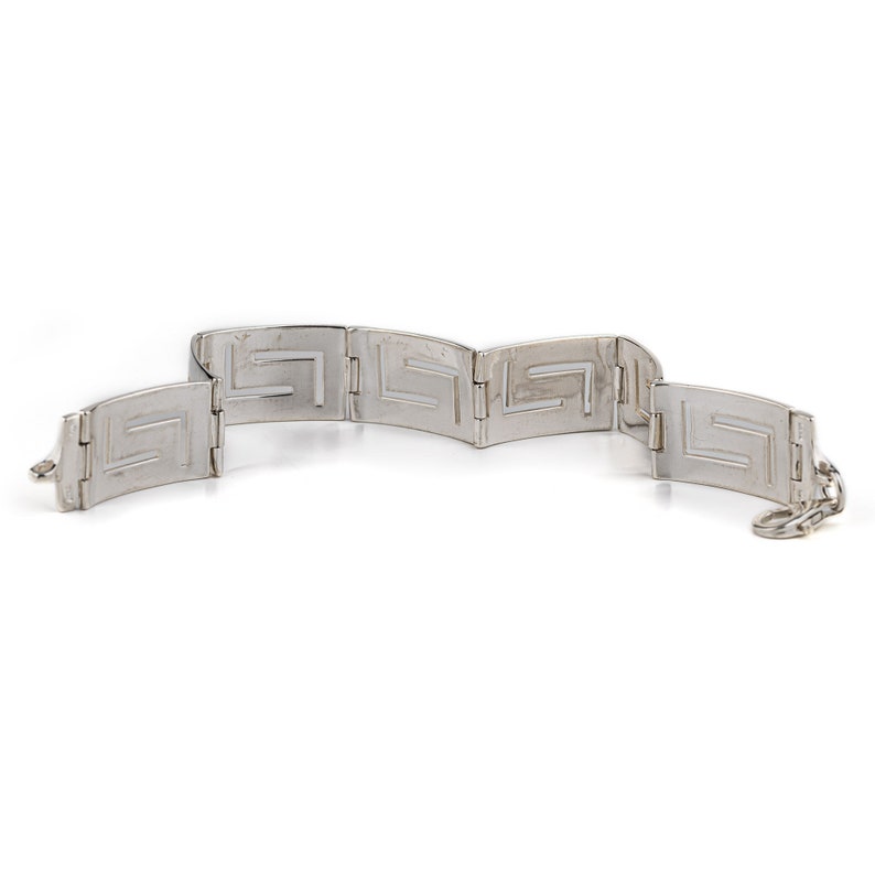 Sterling Silver Greek Key Meander Link Bracelet, Ancient Greek, Meander ...