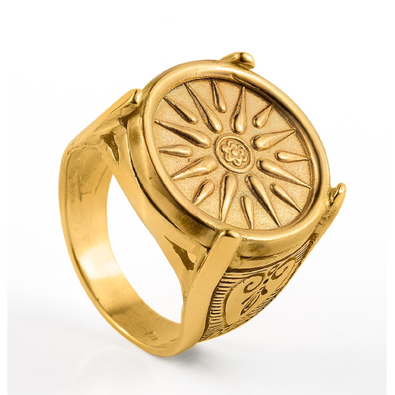 Vergina Sun Ring Ancient Greek Jewelry Star of Vergina Macedonian Sun ...