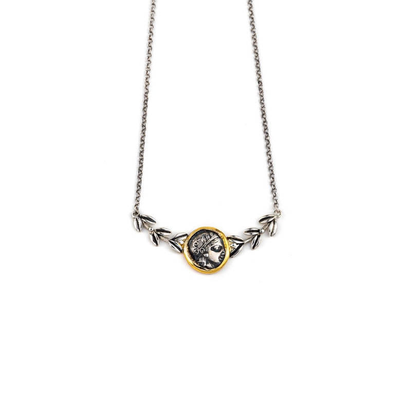 Athena Necklace in 14k Solid Gold, Handmade Ancient Greek Coin Necklace ...