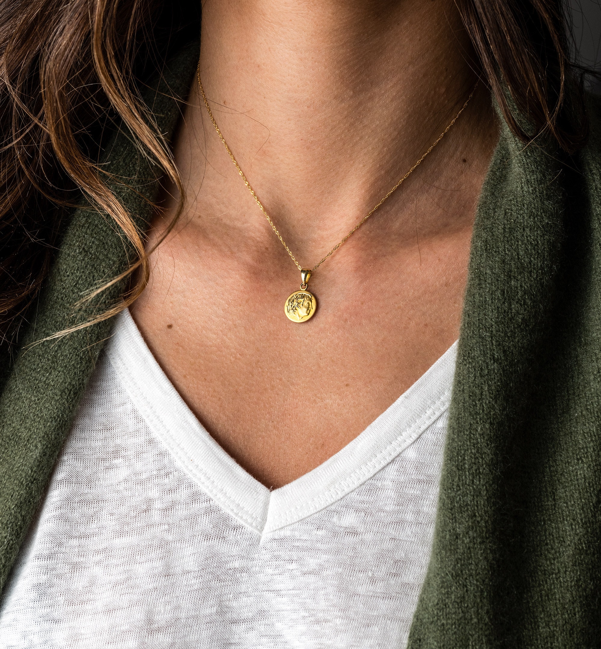 Alexander the Great Gold Pendant, 14K Yellow Solid Gold Handmade Greek ...