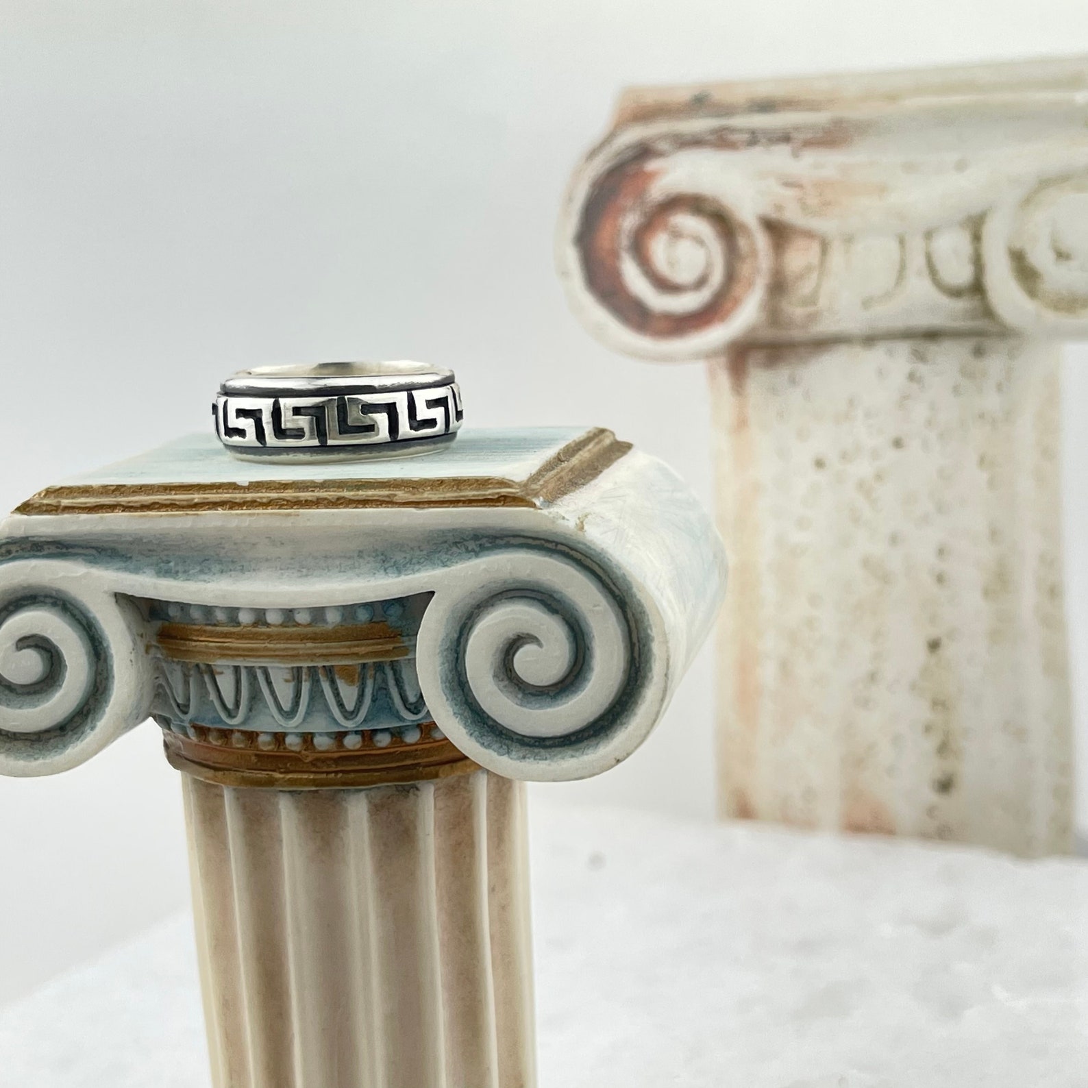 Meander Greek Key Ring Sterling Oxidized Silver Ring - Etsy