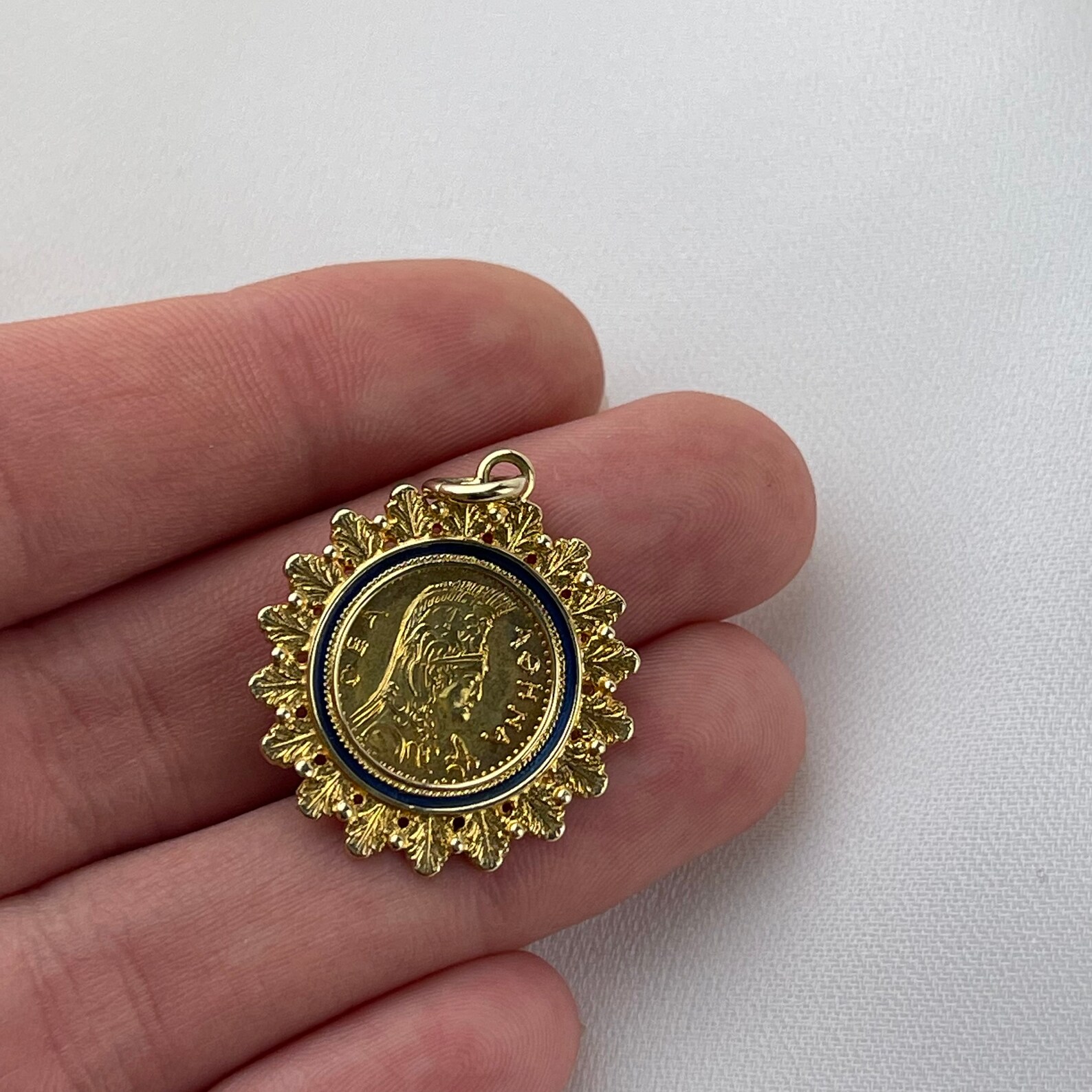 14K Solid Gold Goddess Athena Coin Pendant, Athena Pendant Ancient ...